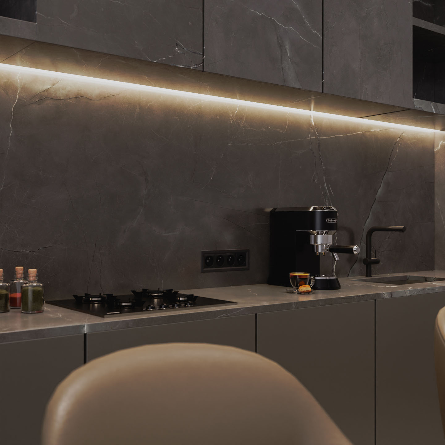 Lamar Armani Grey | Telli Yapı: Kaliteli Mutfak & Banyo Tezgah Modelleri